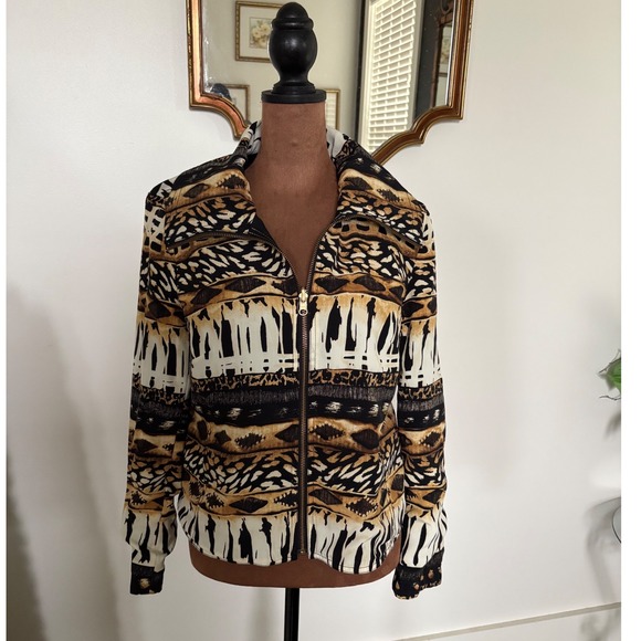 Jackets & Coats | Unique Animal Print Reversible Jacket Black Gold ...